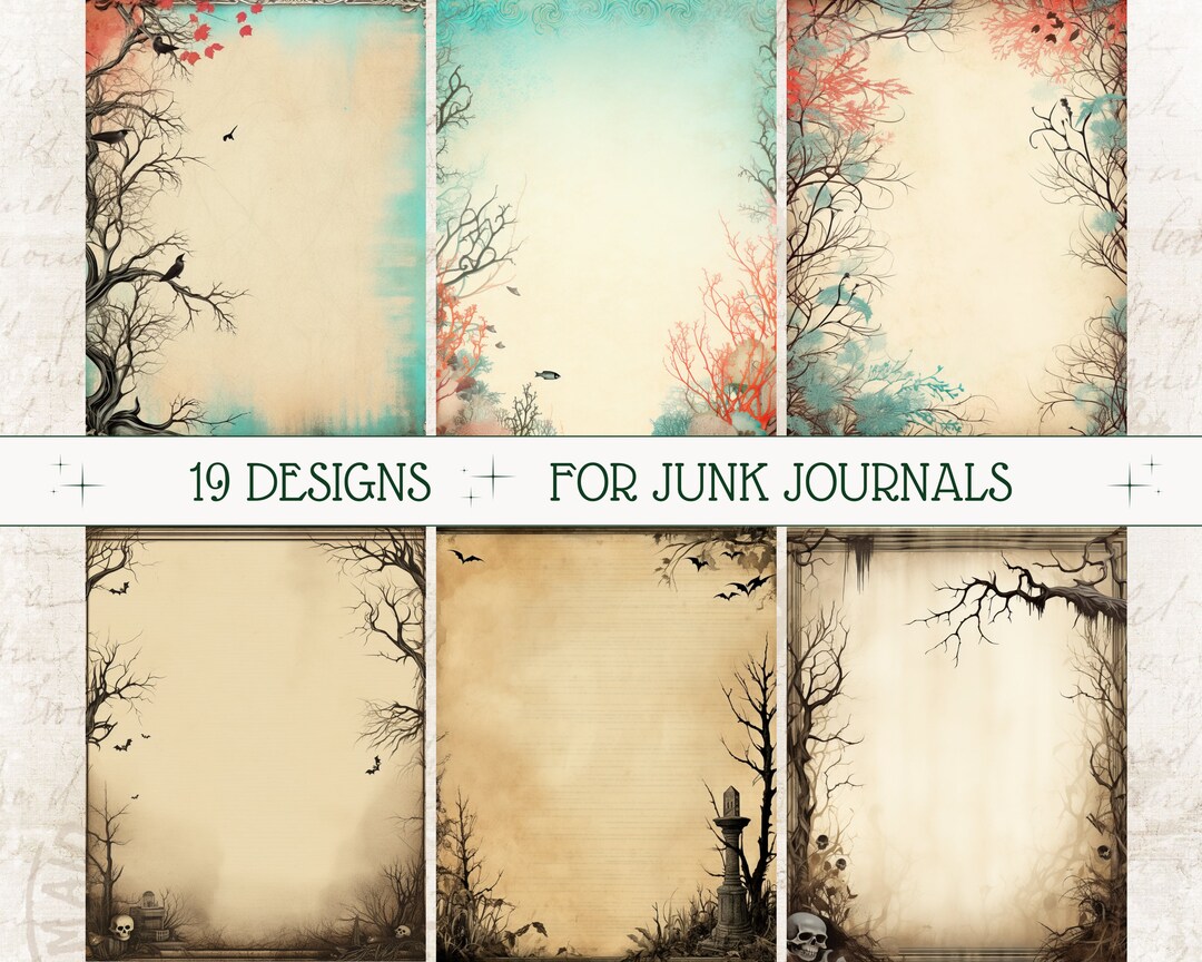 Goth Borders Junk Journal Pages Spooky Halloween Scrapbook Kit ...