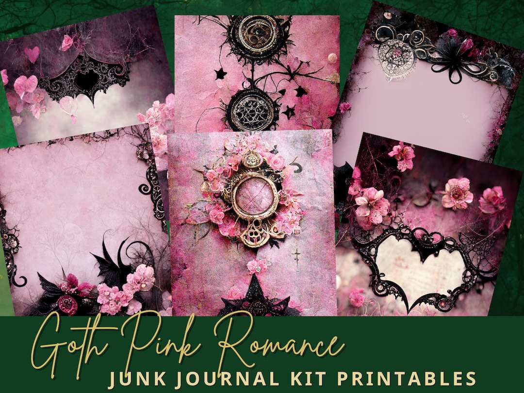 GOTH PINK ROMANCE | Junk Journal Kit, Journaling Papers,gothic Ephemera ...