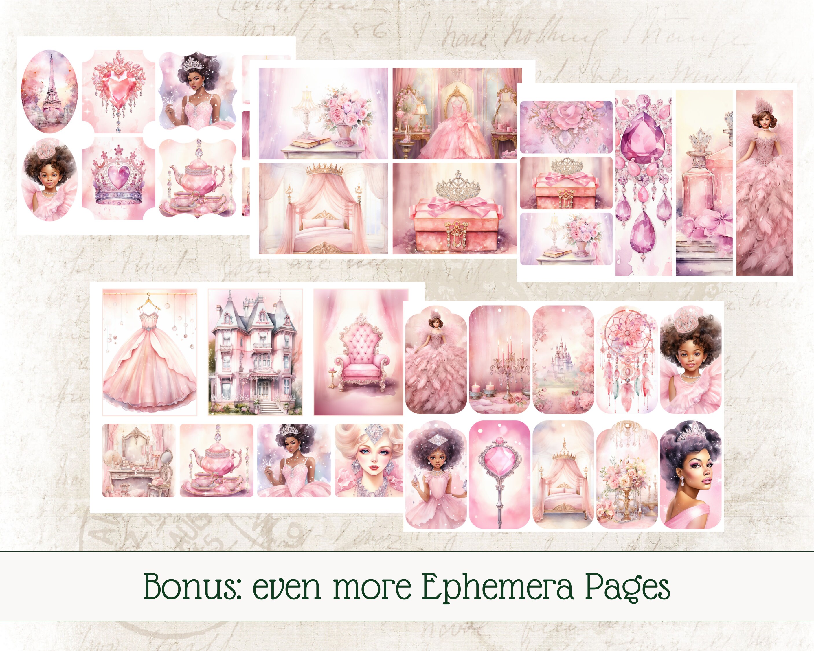 Pink Printable Journaling Cards, Paris Ephemera, Victorian Junk Journal ...