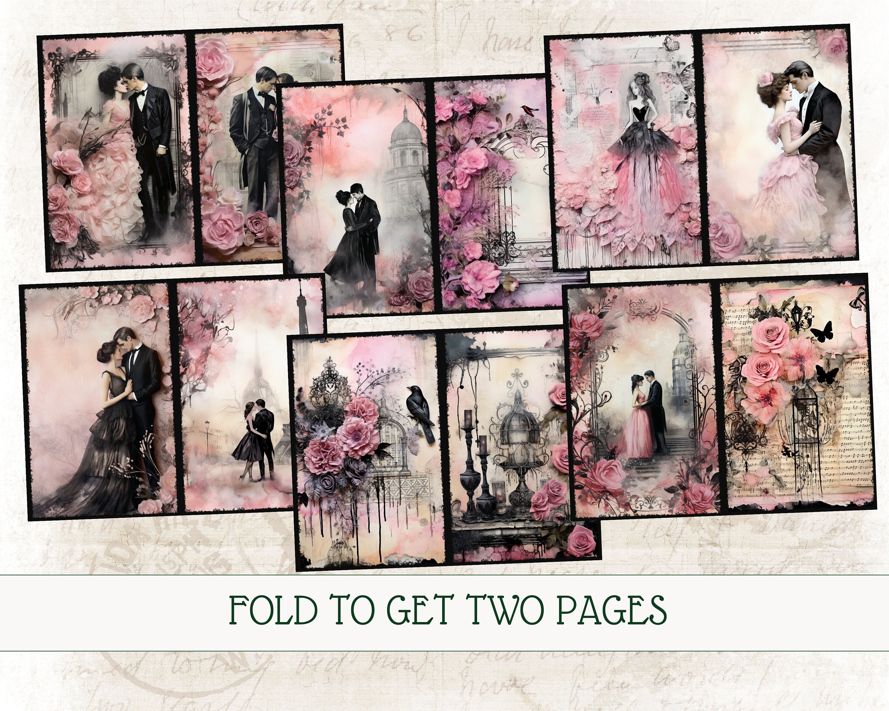 Gothic Valentine Set, Dark Love Junk Journal Kit, Gothic Journal Kit ...