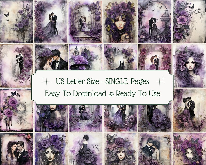 Goth Romance, Mega Bundle, Junk Journal Kit, Decoupage Papers, Gothic ...
