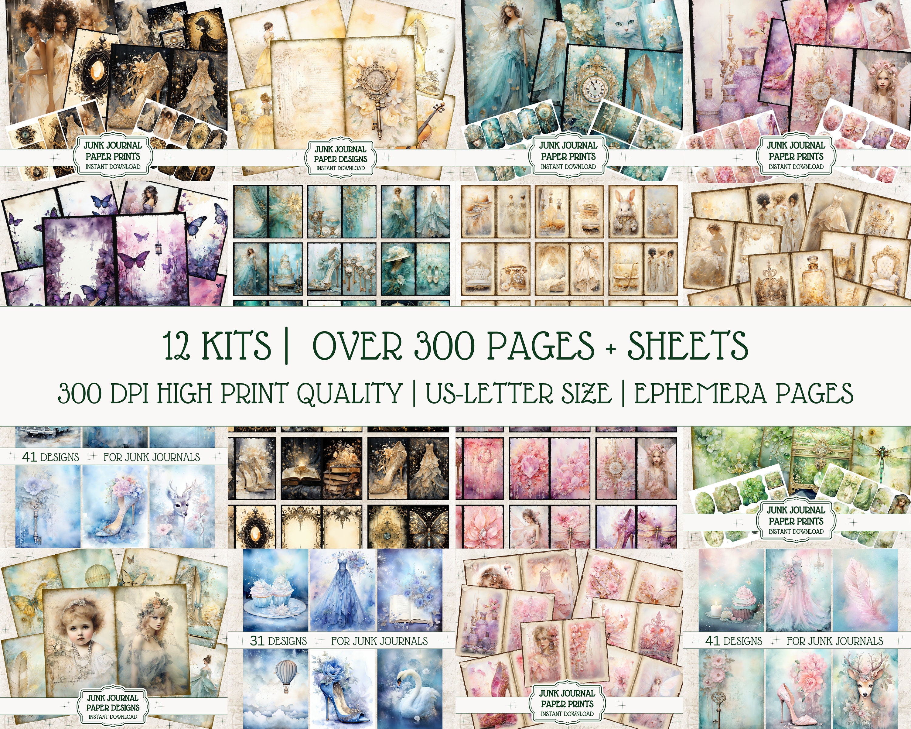 Big Bundle Fairytale Junk Journal Pages Mega Bundle Whimsical ...