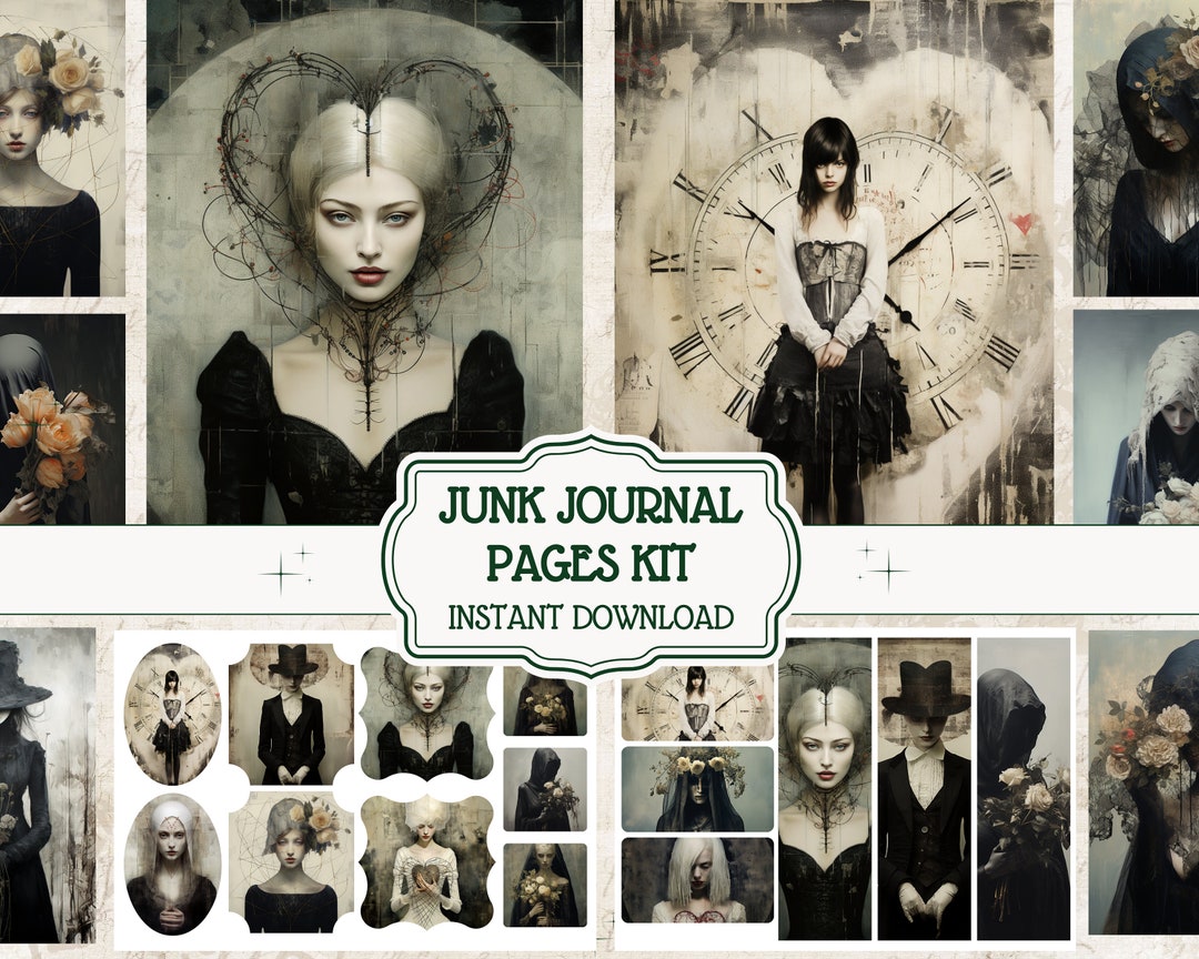 Goth Queen Junk Journal Kit Goth Portraits Ephemera Surreal Digital ...