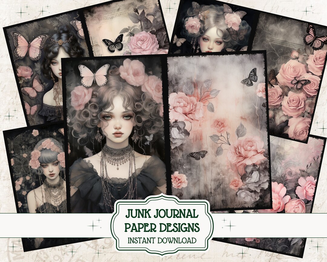 Mystic Princess Blush Pink Junk Journal Pages Gothic Pink Scrapbook ...