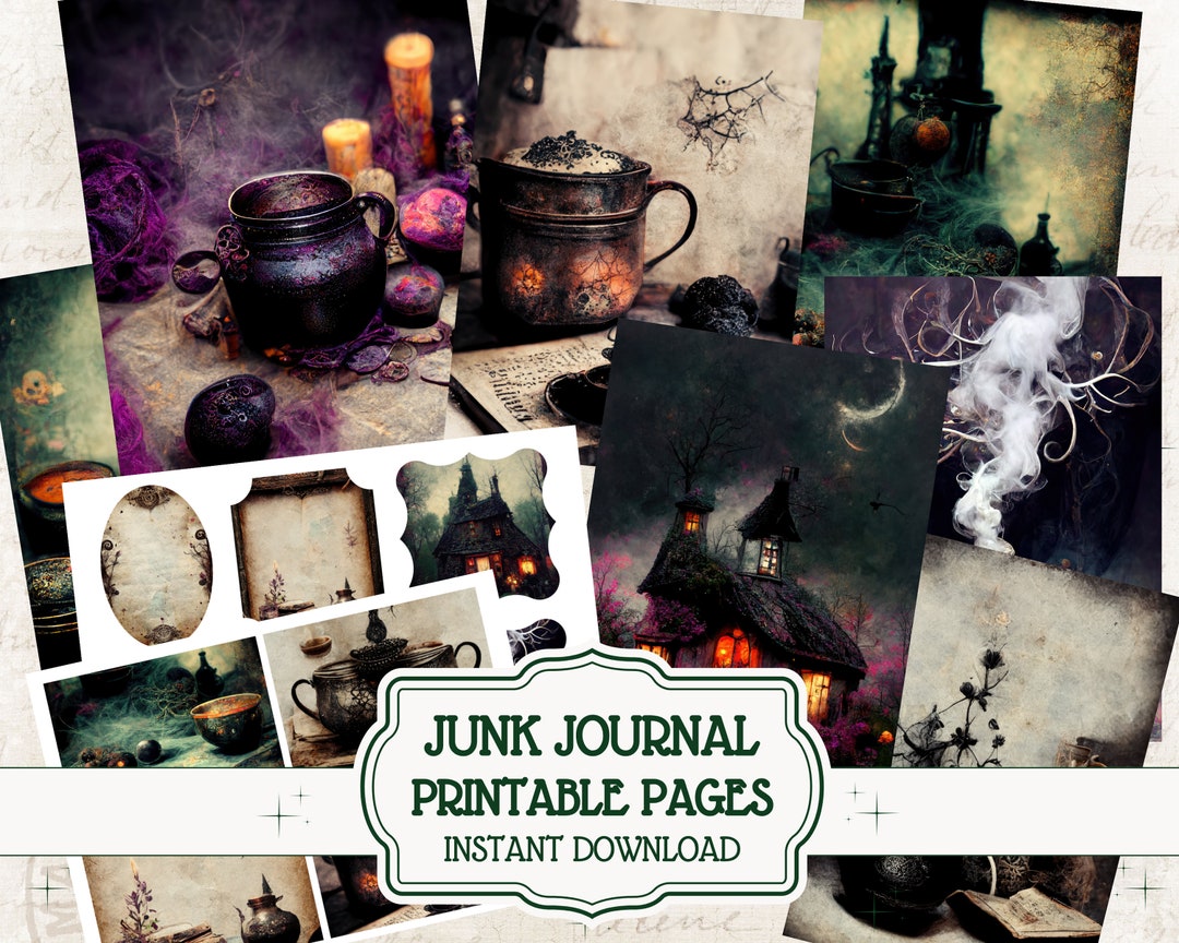 WITCHES BREW | Dark Junk Journal Kit Gothic Junk Journal Pages Witchy ...
