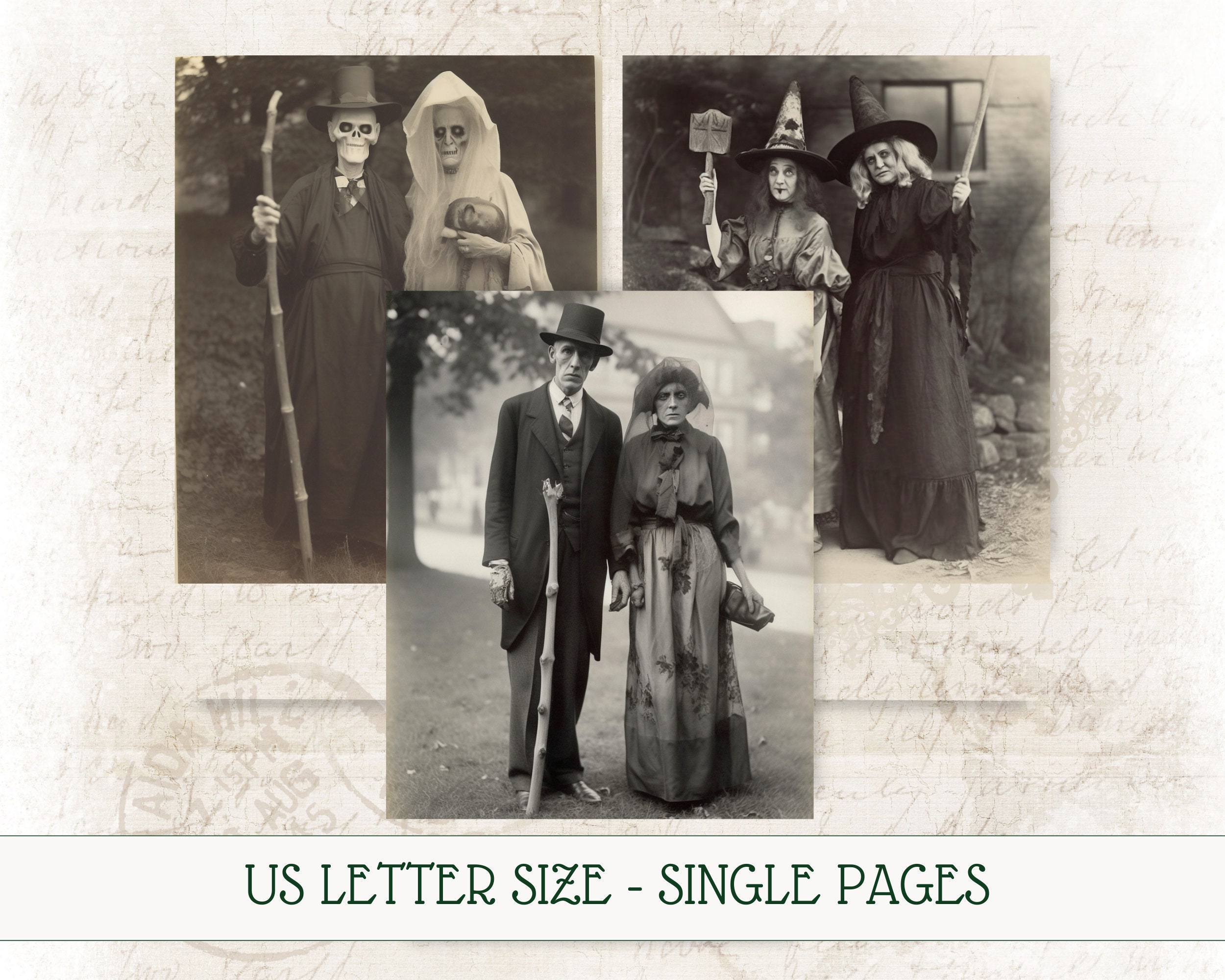 Bizarre Halloween Digital Paper, Old Photography Printable, Scary ...