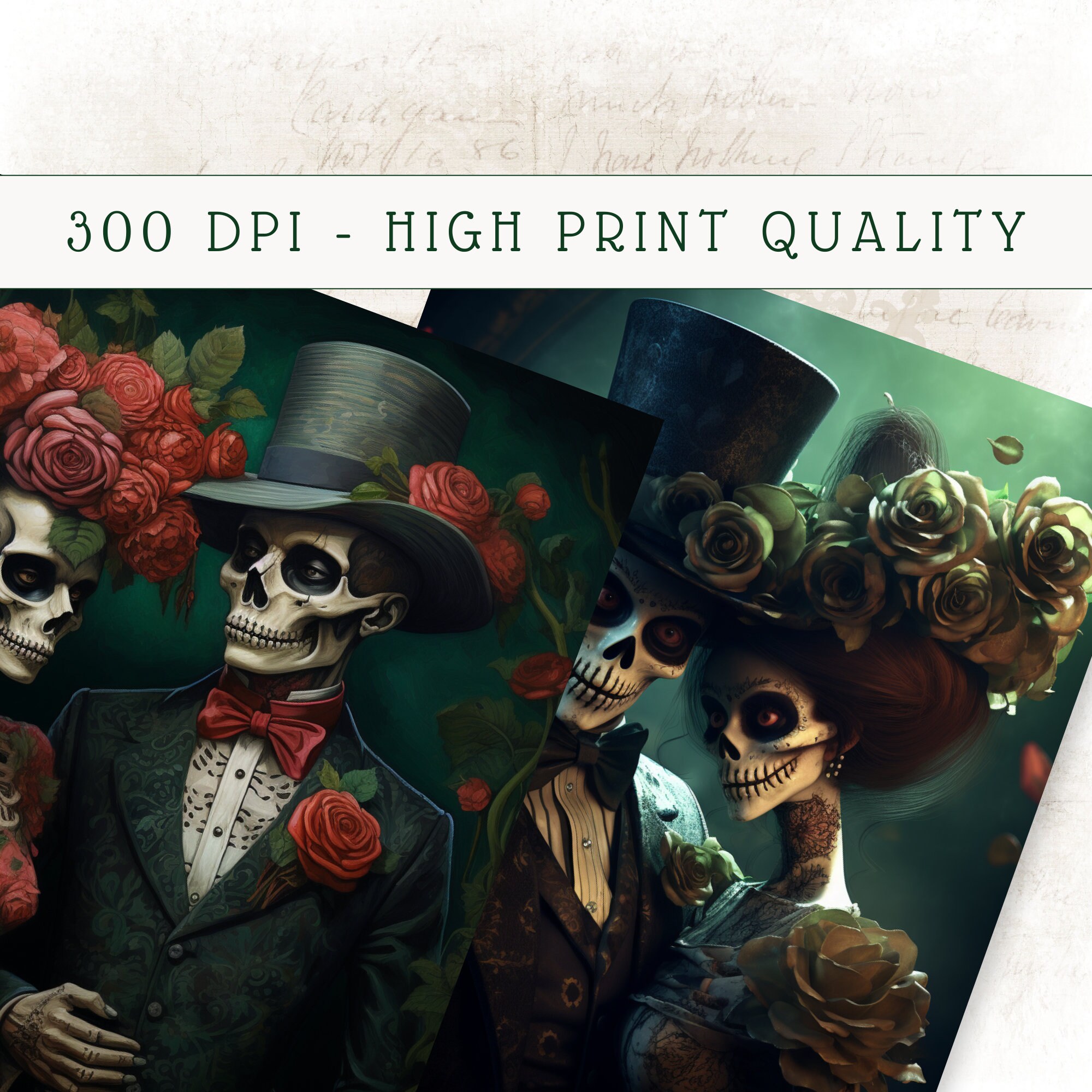 Skeleton Love Scrapbook Kit Skeleton Couple Printable Halloween Skull ...