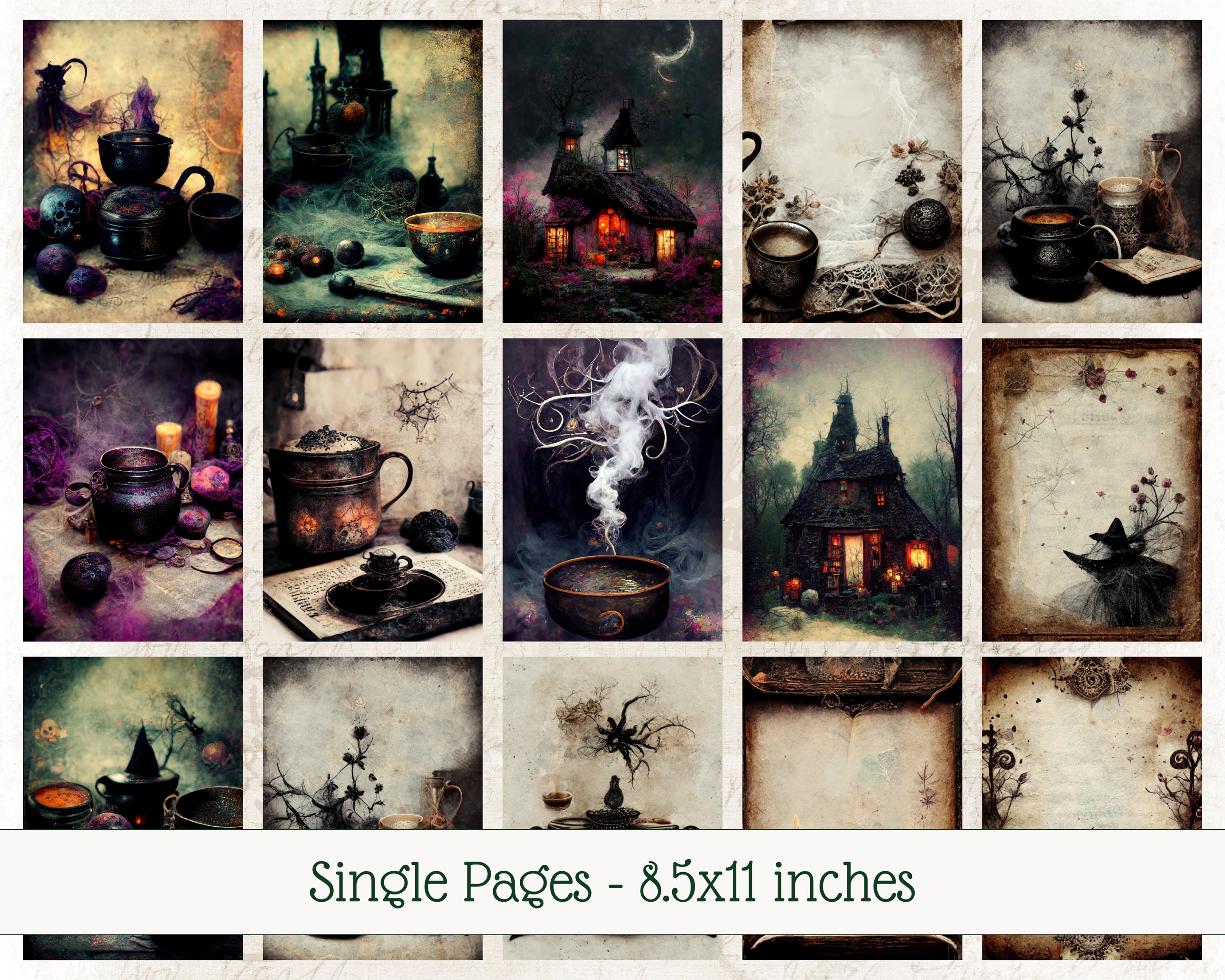 WITCHES BREW Dark Junk Journal Kit Gothic Junk Journal Pages Witchy ...