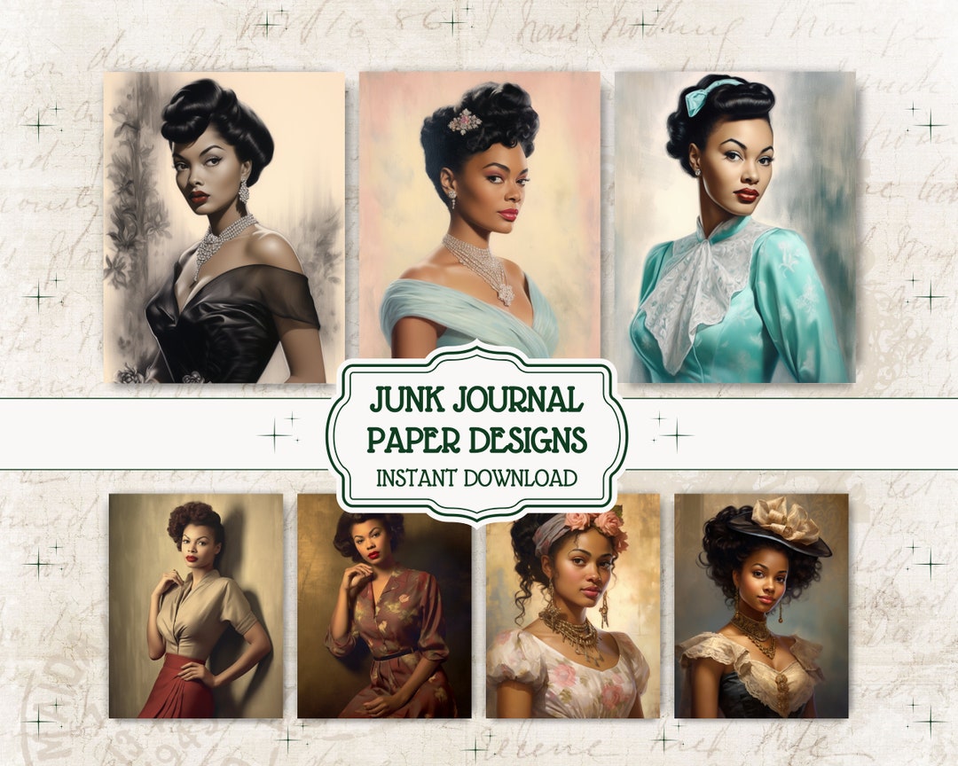 Junk Journal Paper Black Woman 60s Scrapbook Kit Victorian Journal ...