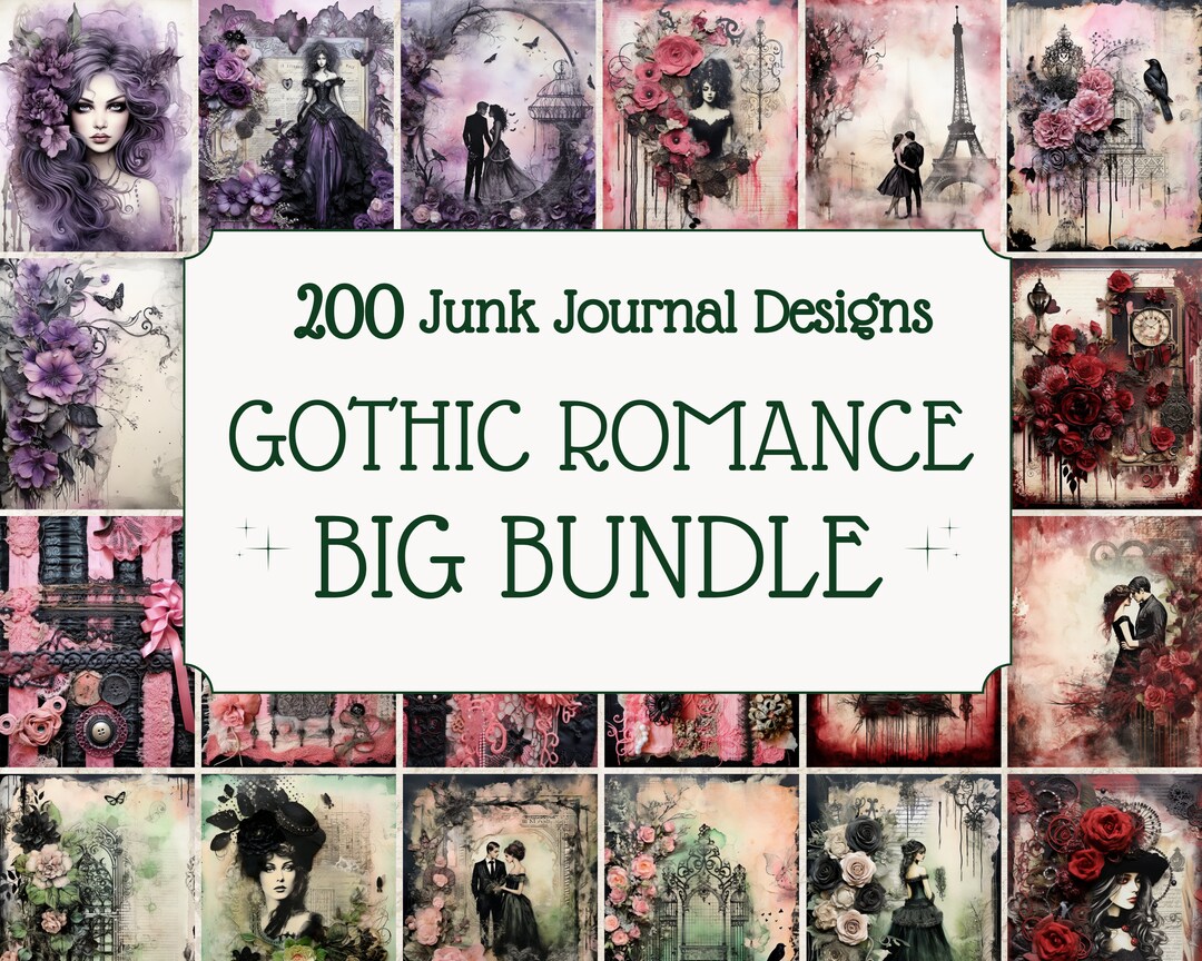 Goth Romance, Mega Bundle, Junk Journal Kit, Decoupage Papers, Gothic ...