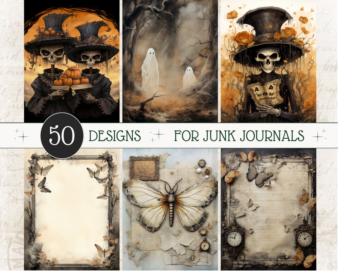 Gothic Halloween Scrapbook Kit, Spooky Fall Junk Journal Kit, Spooky ...