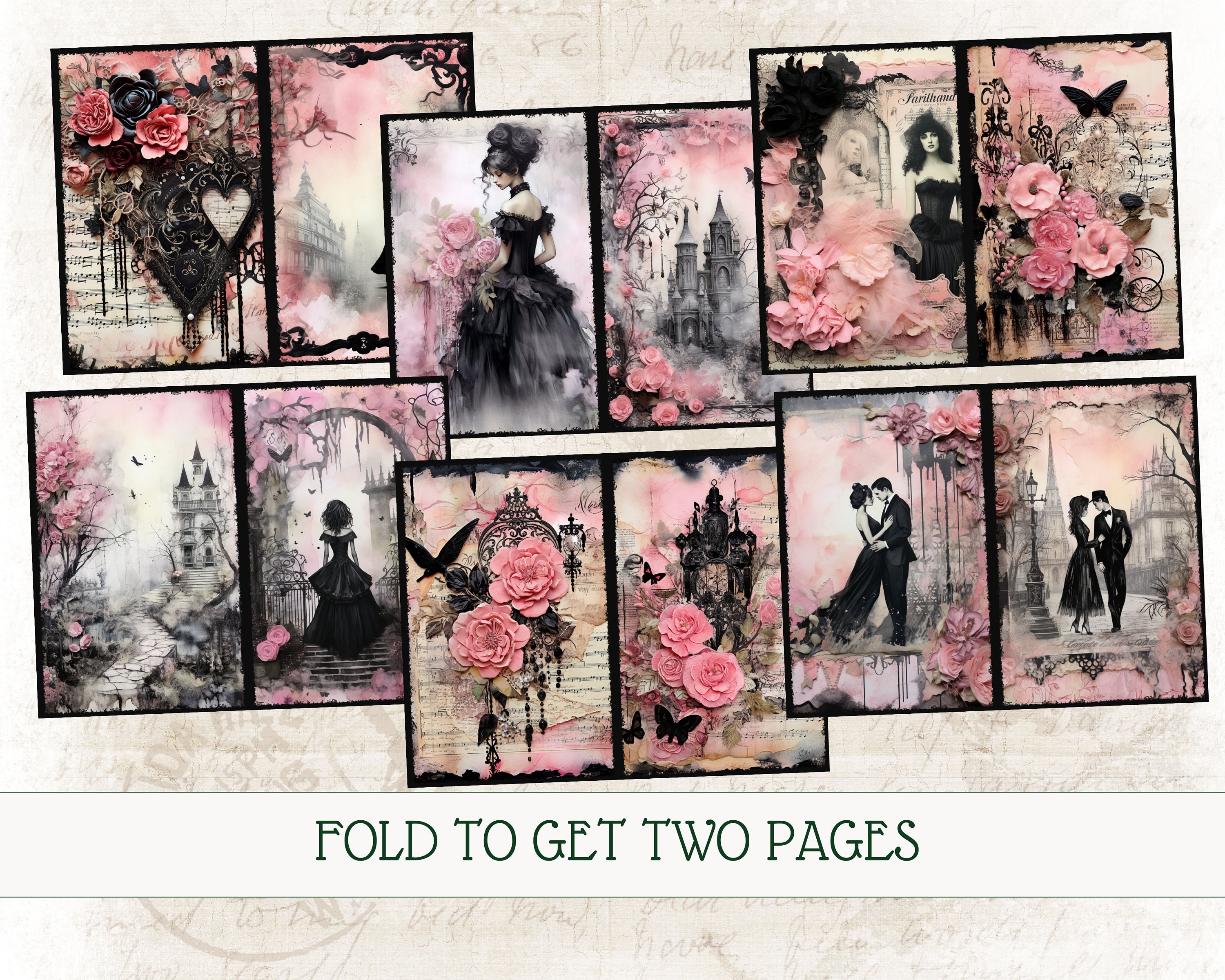 Gothic Valentine Set, Dark Love Junk Journal Kit, Gothic Journal Kit ...