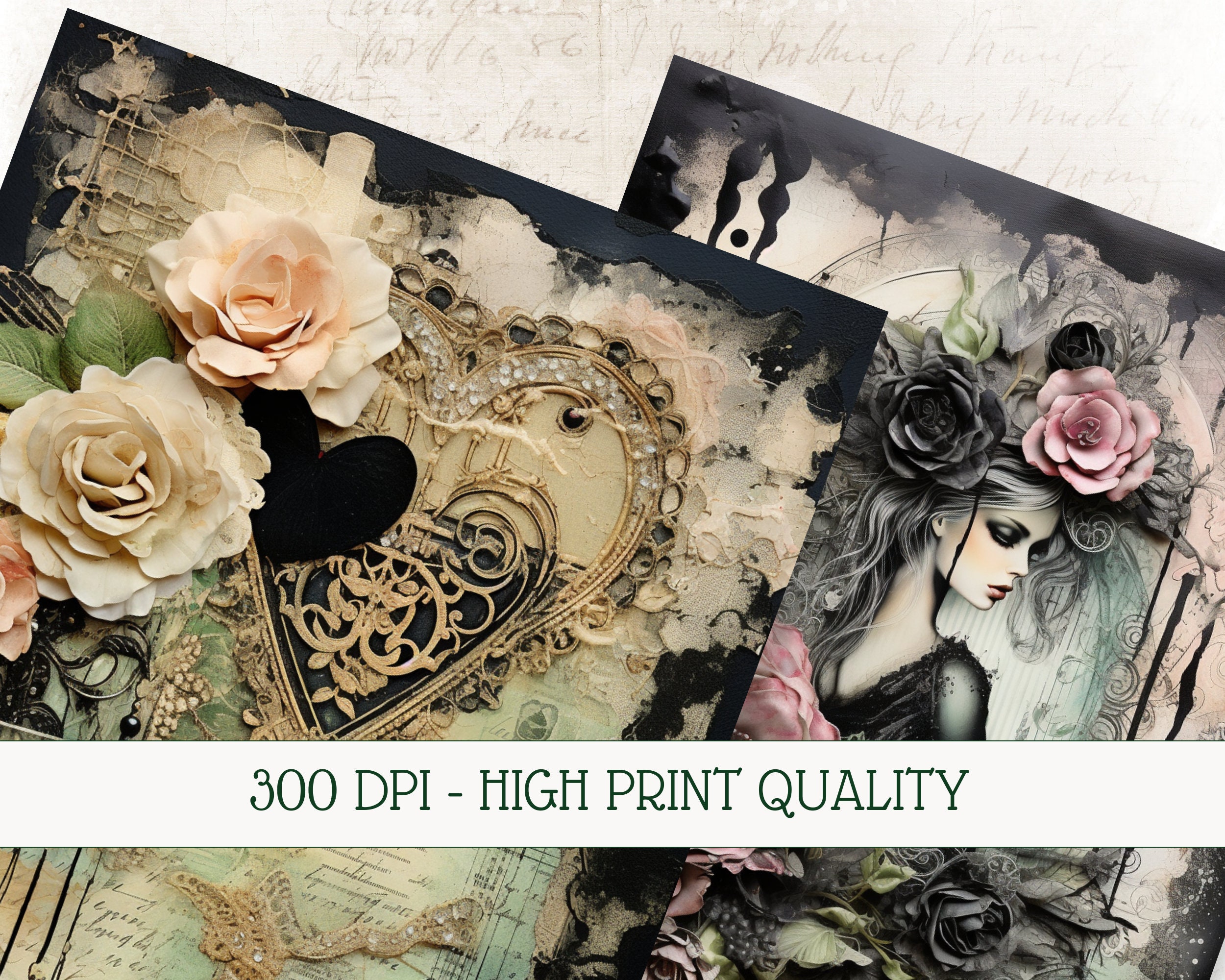 Goth Vintage Junk Journal Kit, Printable Junk journal, Witch Junk ...