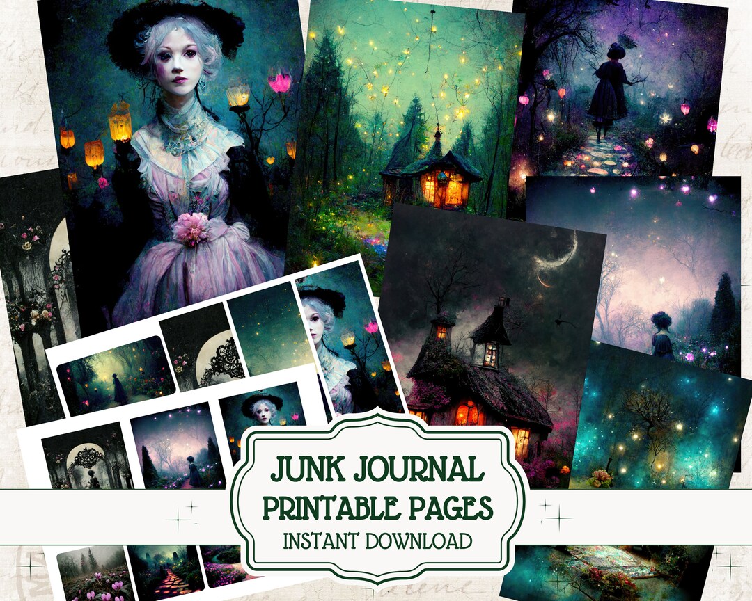 MYSTIC GARDEN Goth Scrapbook Pages, Witch Junk Journal Kit Printable ...