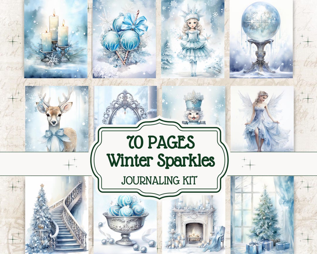 Christmas Bundle Junk Journal Light Blue Christmas Journaling Pages ...