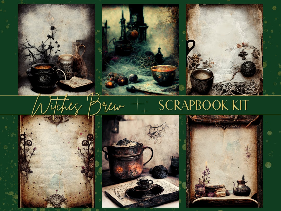 WITCHES BREW Dark Junk Journal Kit, Printable Black Gothic Paper ...