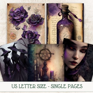 PURPLE WITCH | Big Bundle | Witchy Junk Journal Kit,witchy Craft Paper ...