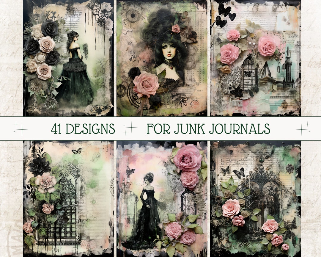 Goth Vintage Junk Journal Kit, Printable Junk journal, Witch Junk ...