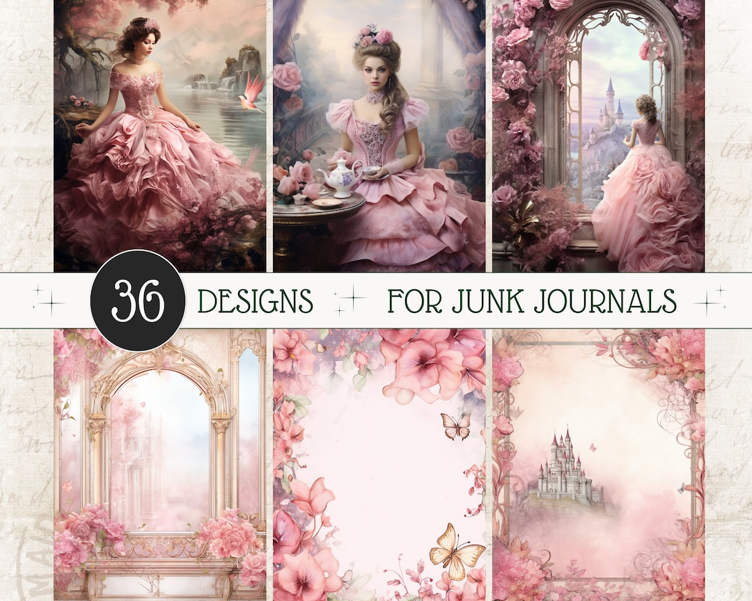 Pink Fairytale Junk Journal Kit Pink Princess Journal Printables Pink ...