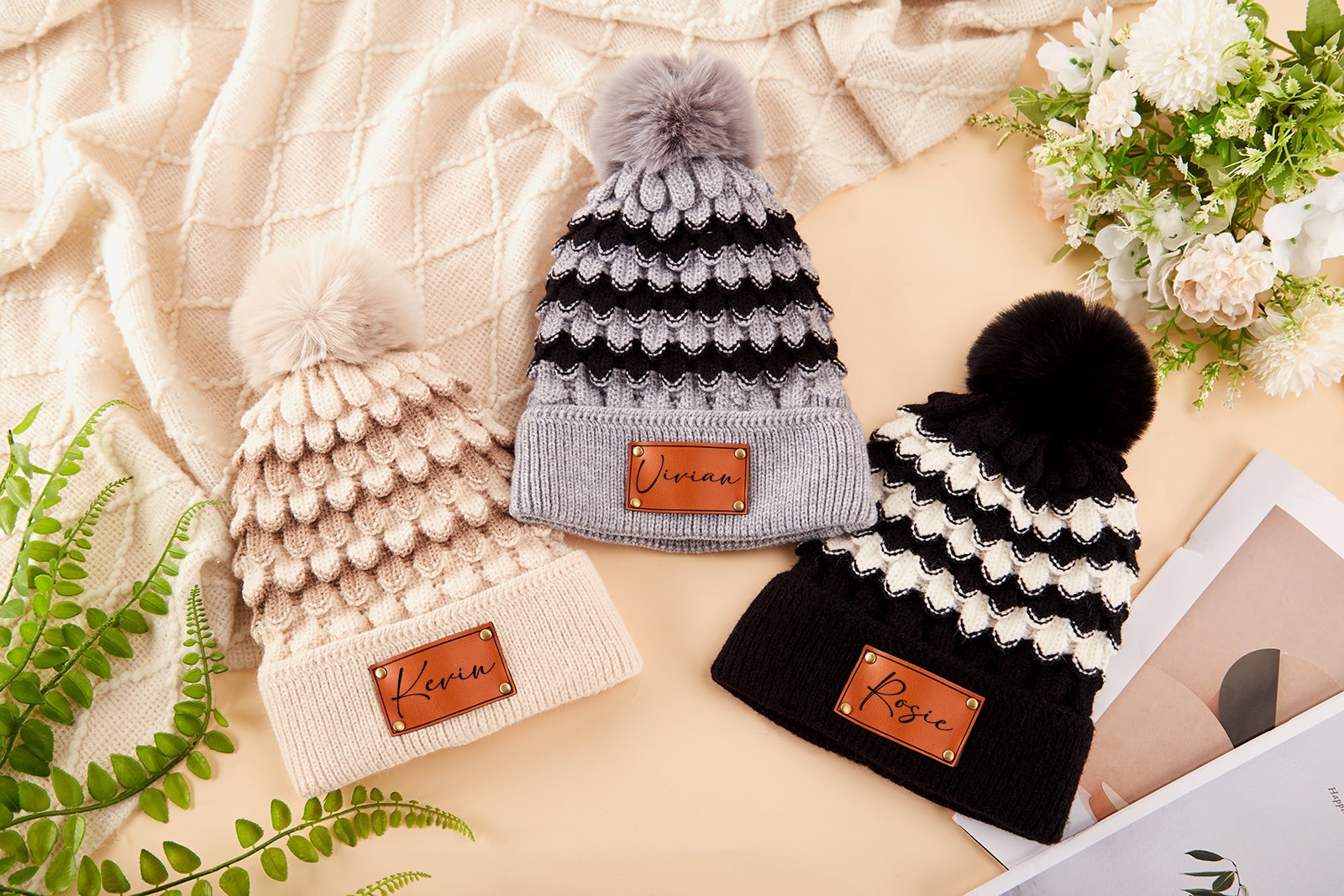 Personalized Women Winter Hat Beanie Winter Beanie Custom Winter Hat ...