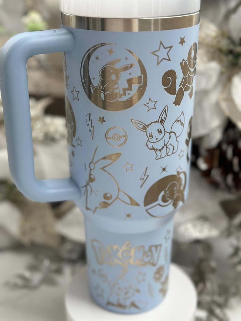 Pikachu Gaming Poke Mon Themed Tumbler | Birthday | Laser Engraved Gift ...
