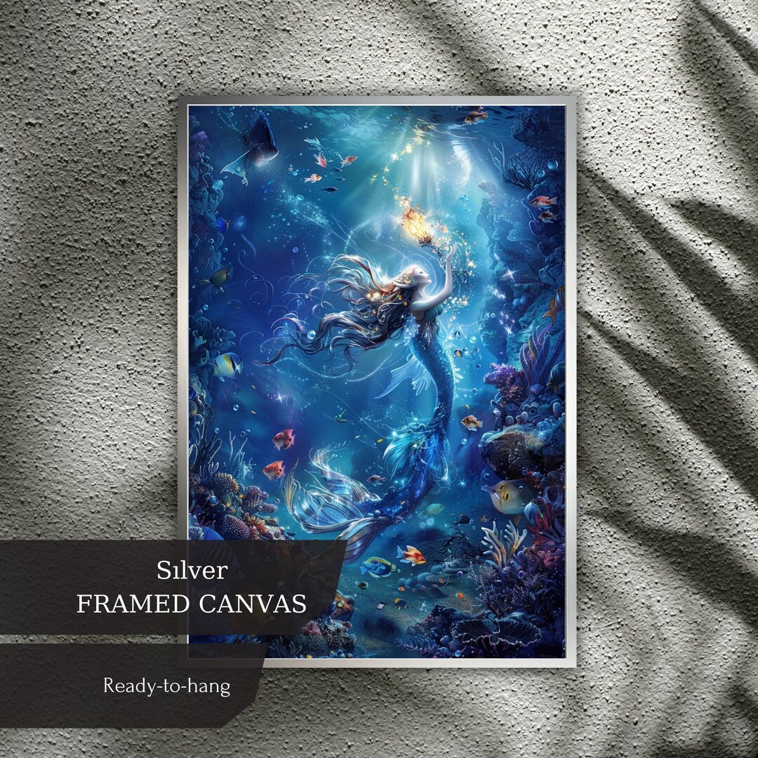 Mystical Mermaid Canvas Print Enchanting Ocean Art, Elegant Wall Art ...