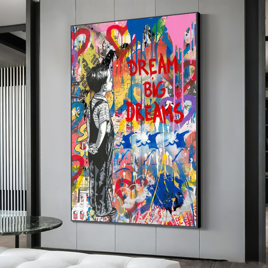 Banksy Child and Wall Graffiti Dream Big Dreams Canvas Print - Etsy