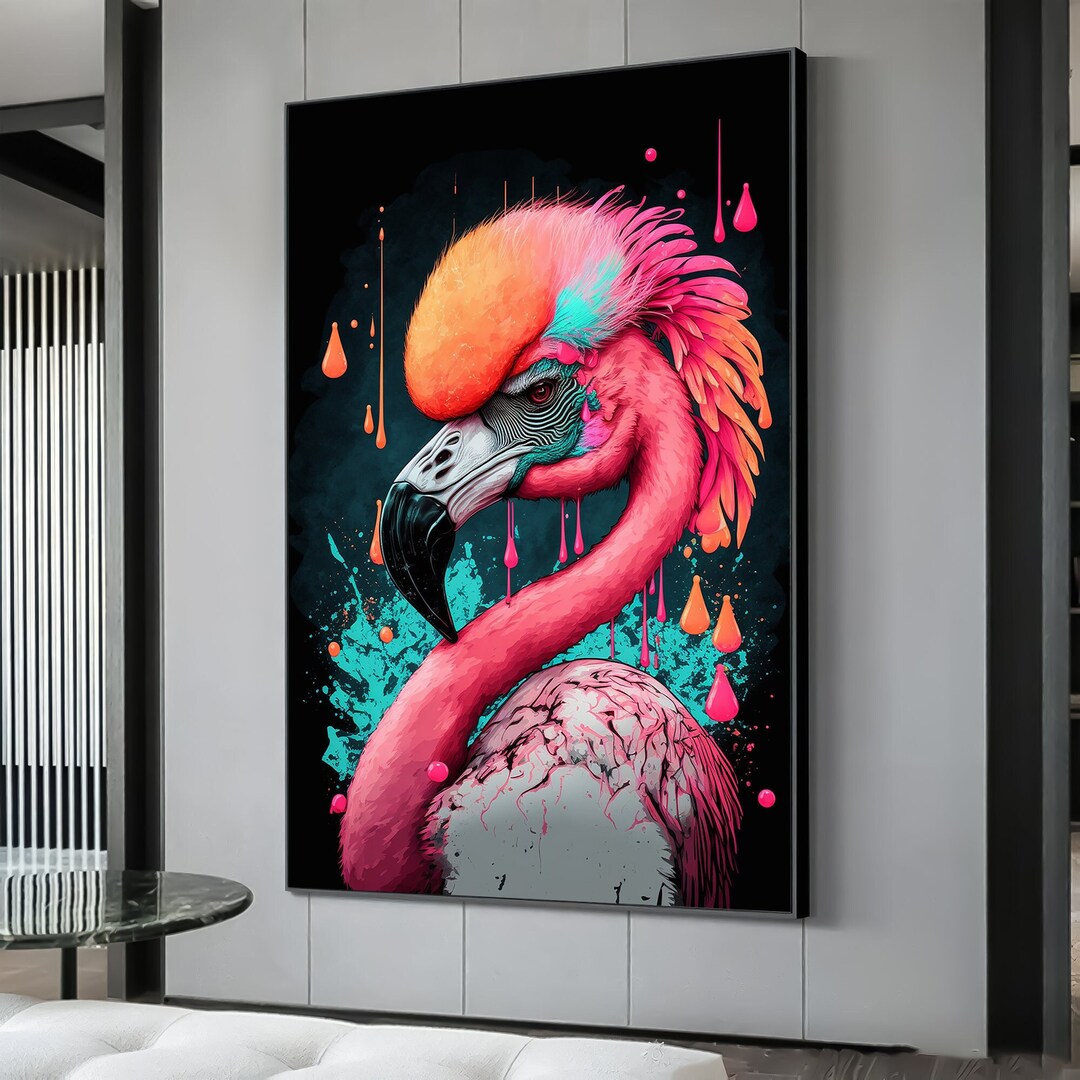 Beautiful Colorful Flamingo Canvas, Animal Canvas, Animal Wall Art ...