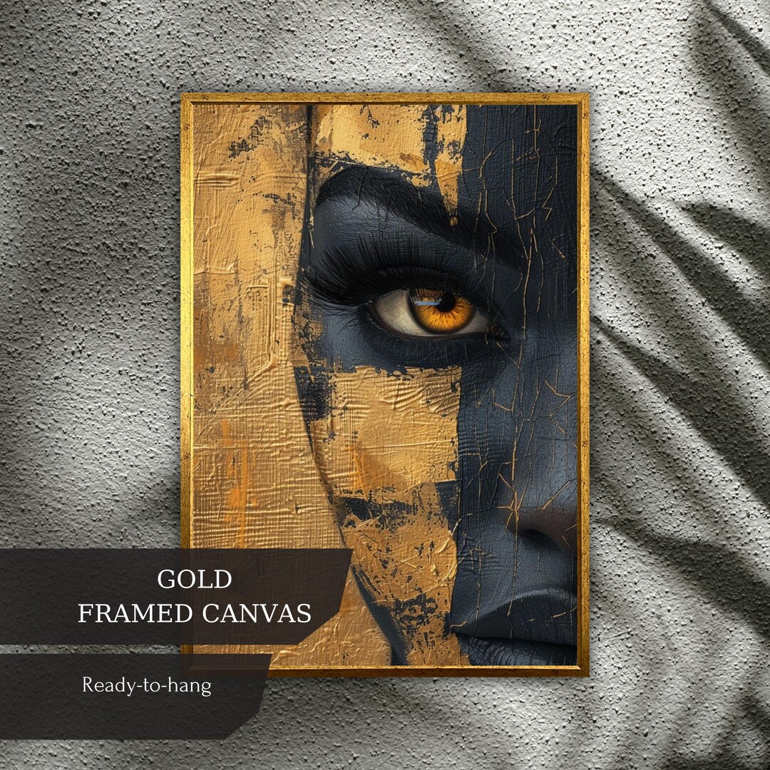 Golden Abstract Eye Art Print Textured Gold and Black Close-up Modern ...