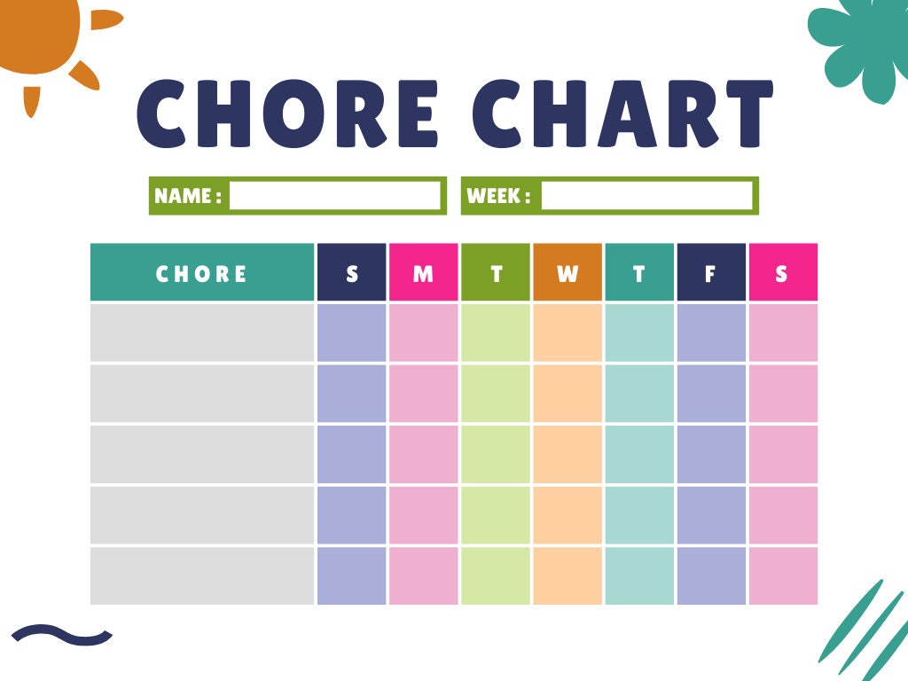 Chore Chart-younger Children - Etsy