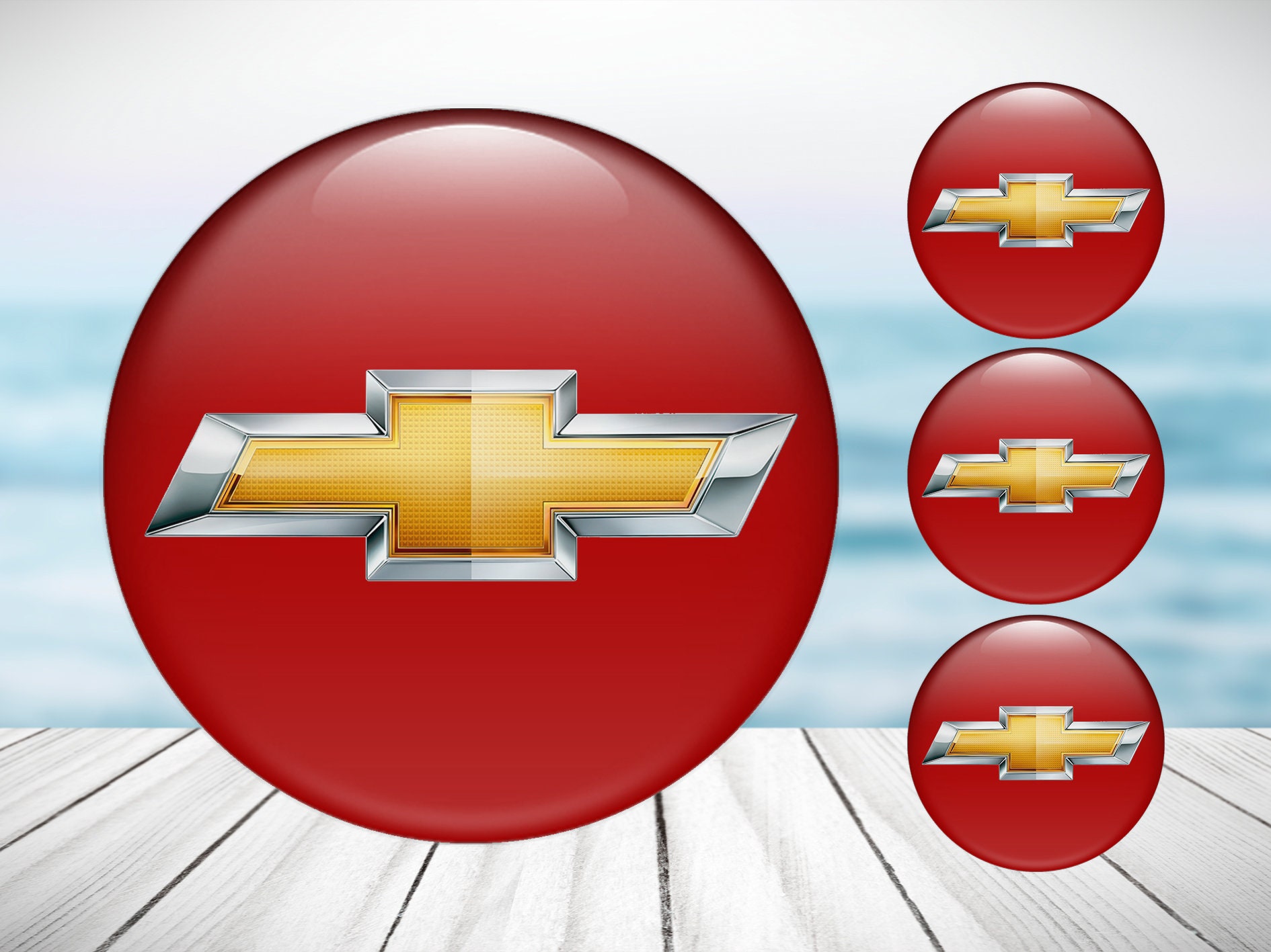 4pcs Set Chevrolet High Quality Hand Made Center Wheel Cap Stickers Gas ...