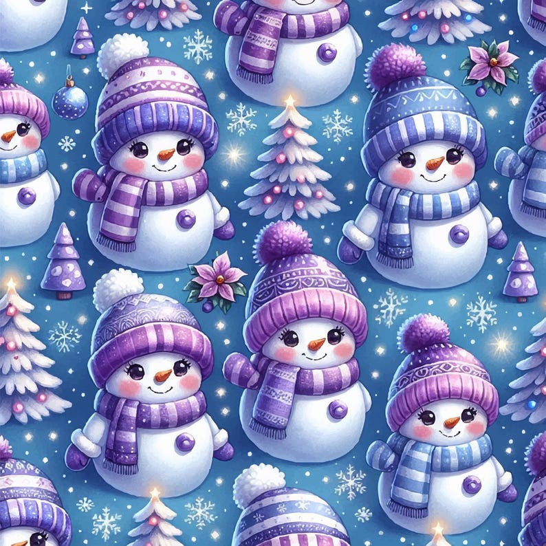 Snowman Digital Paper Pack 12x12 In, 300 DPI, PNG/JPG Scrapbooking ...
