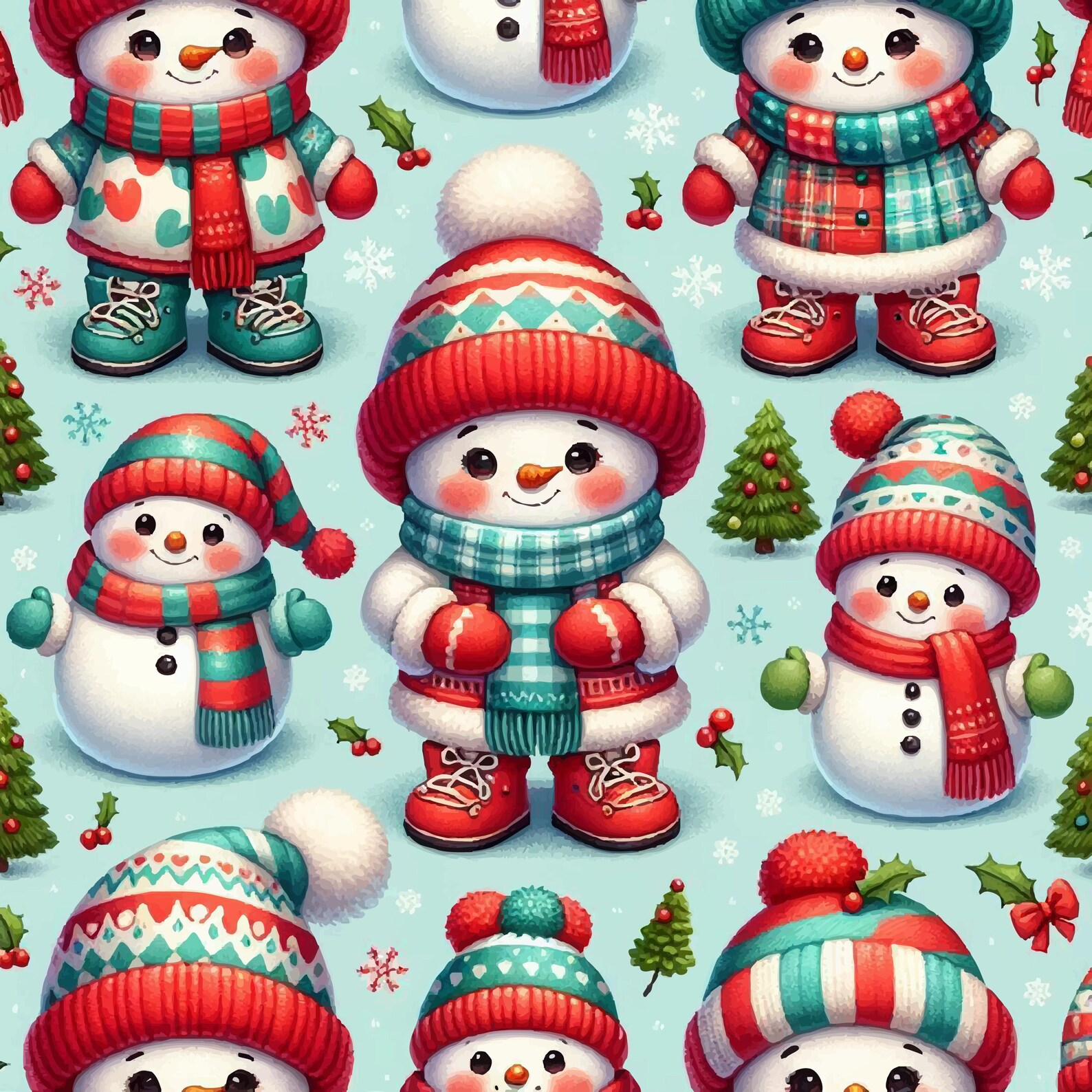 Snowman Digital Paper Pack 12x12 In, 300 DPI, PNG/JPG Scrapbooking ...
