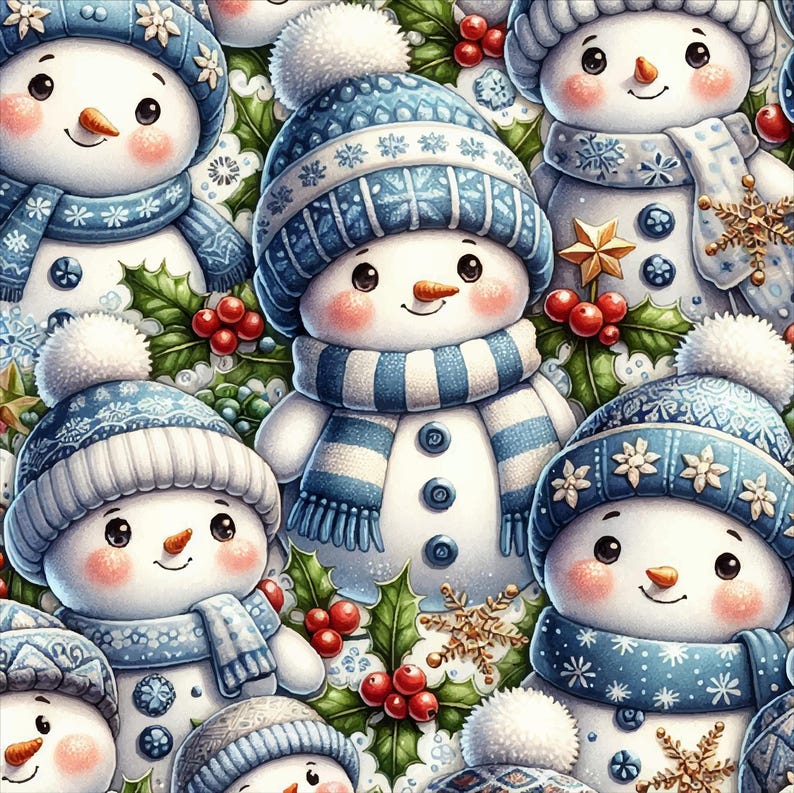 Snowman Digital Paper Pack 12x12 In, 300 DPI, PNG/JPG Scrapbooking ...