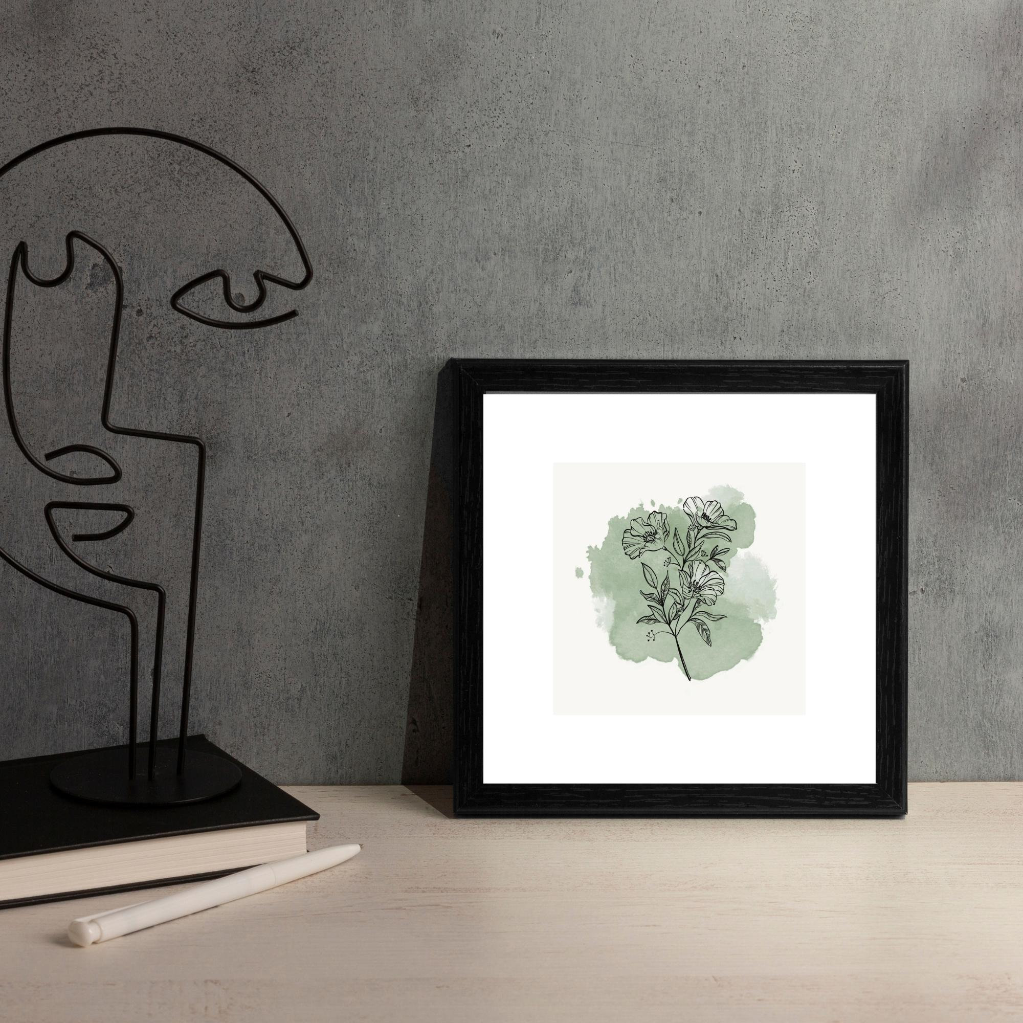 Flower Line Art, Set of 9 Flower Outline Prints, Floral Outline, Green ...