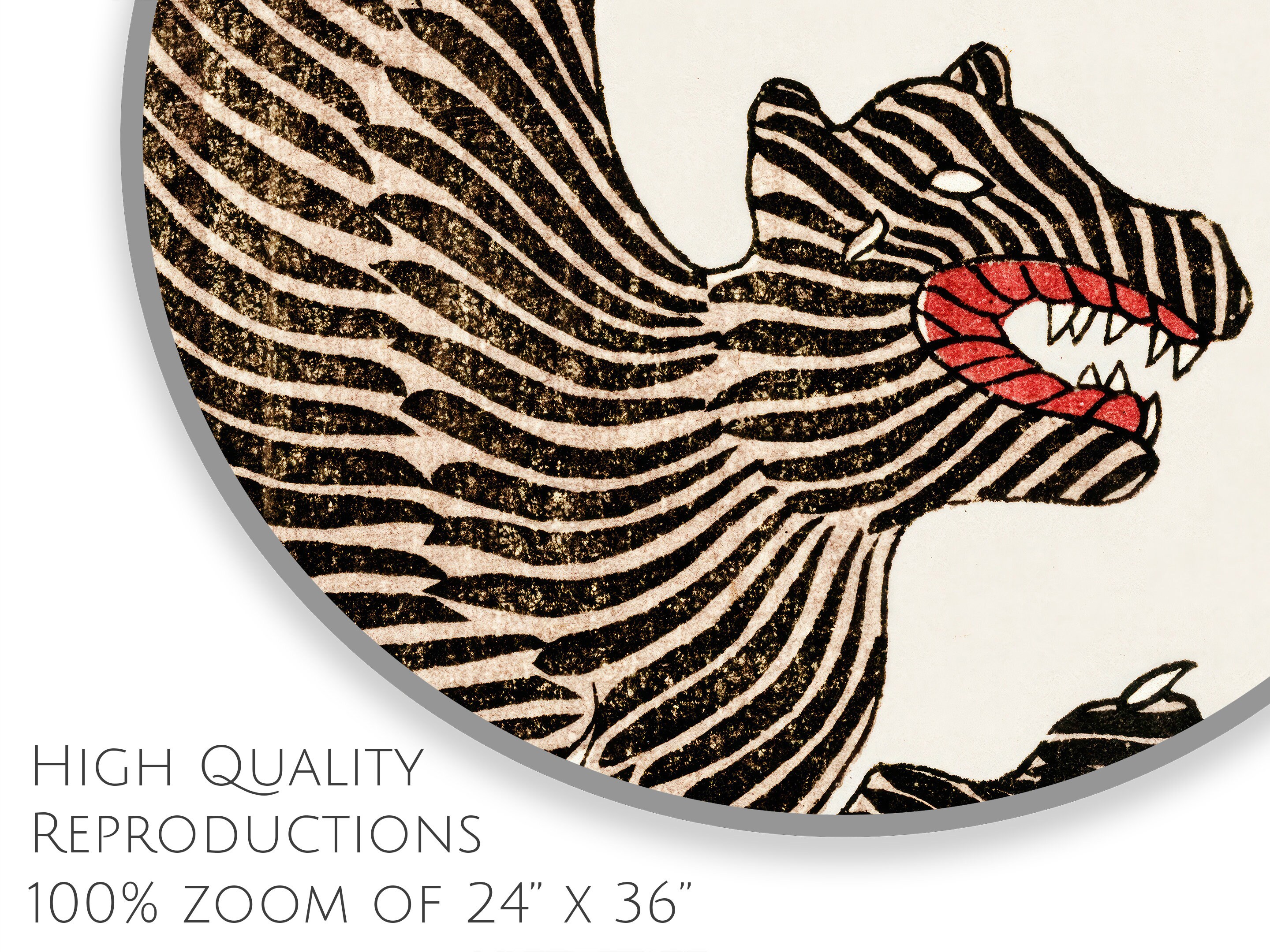 DIGITAL DOWNLOAD Japanese Tigers Antique Woodblock Print Two Tigers in ...