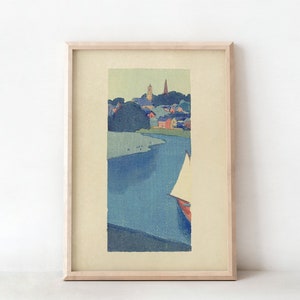POSTER PRINTS | Colorful Vignette II | Antique Painting Coastal Harbor ...