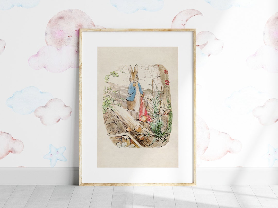 Beatrix Potter Poster Print, Antique Illustration of Peter Rabbit in a ...