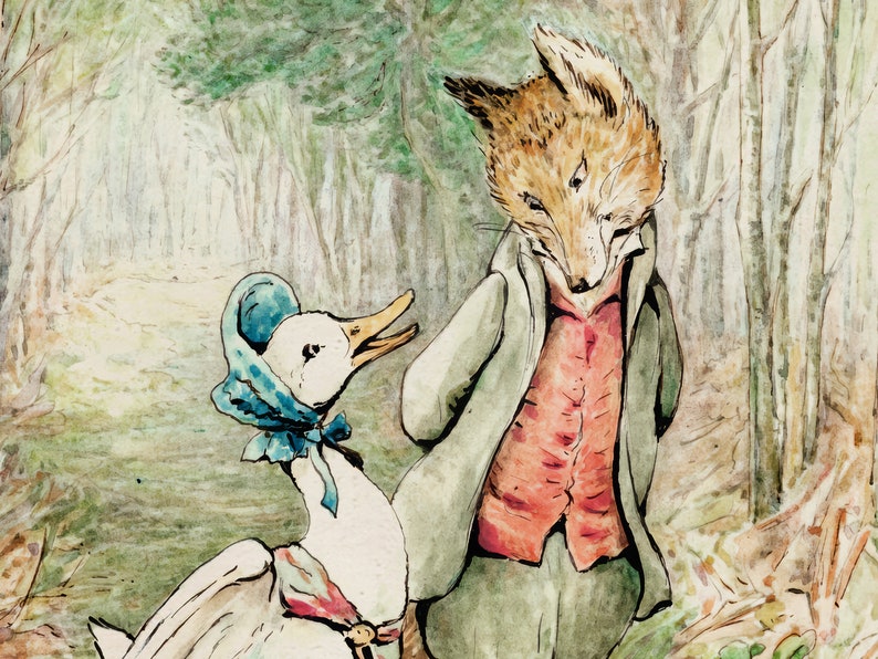 POSTER PRINTS Antique Beatrix Potter Illustration of Jemima Puddle Duck ...