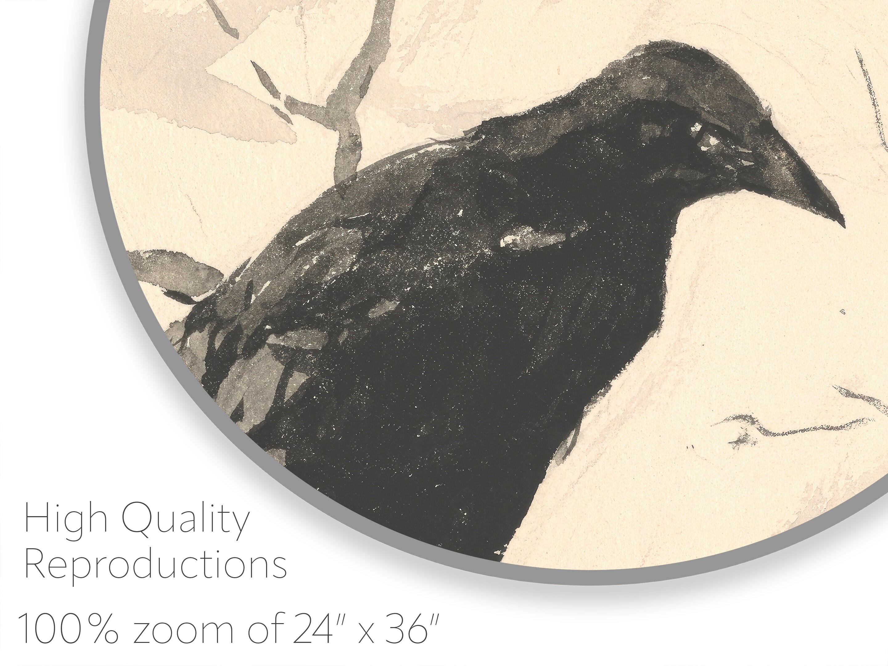 Antique Crows Painting Poster Print, Raven Art, Vintage Black Bird ...