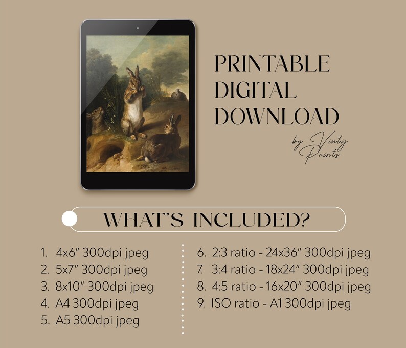 DIGITAL DOWNLOAD | Rabbits Painting | Antique Oil Painting of Wild ...