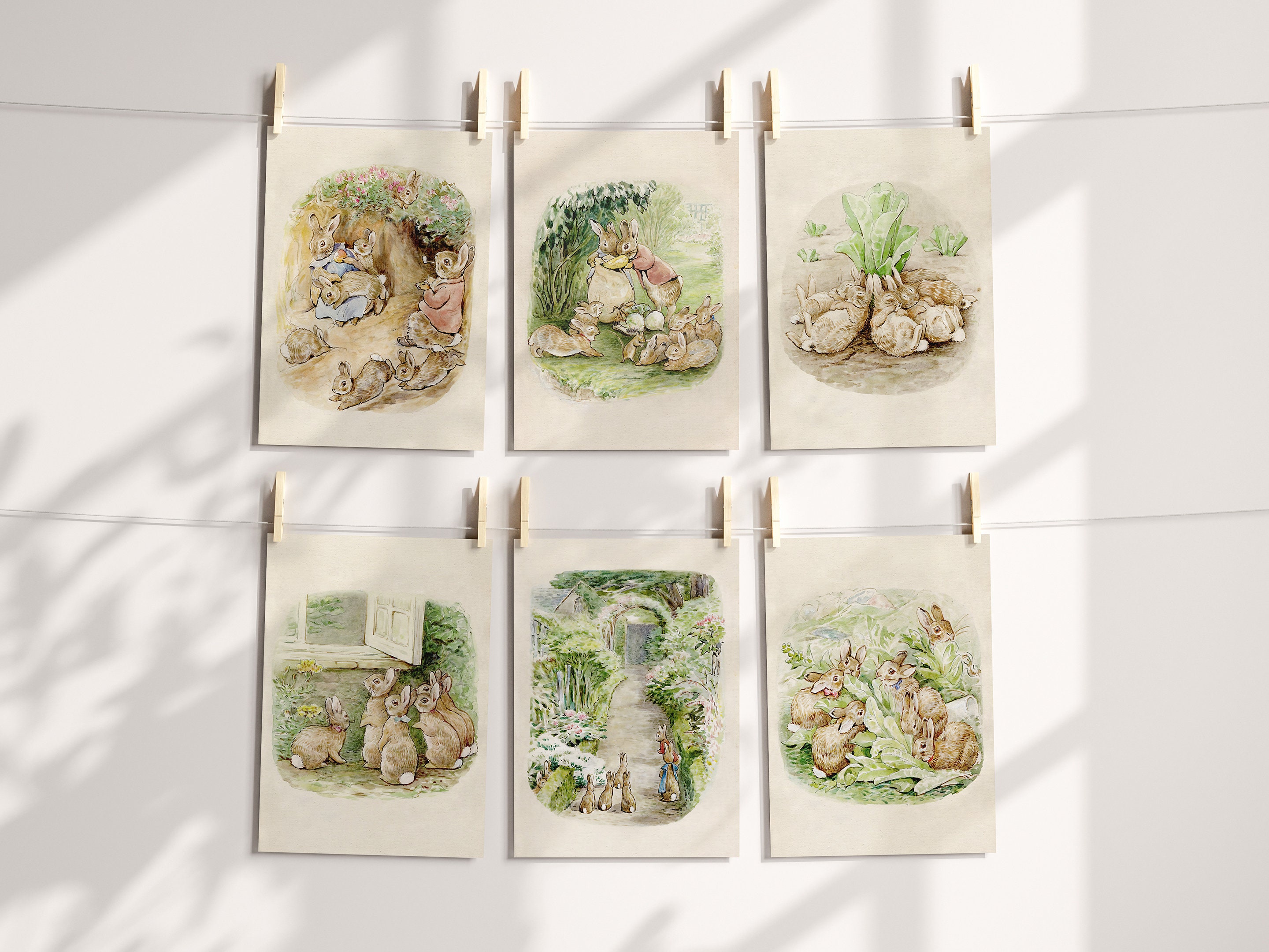 DIGITAL DOWNLOAD Antique Beatrix Potter Illustration of Bunnies Eating ...