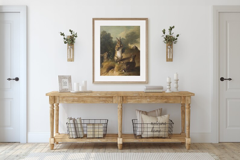 DIGITAL DOWNLOAD | Rabbits Painting | Antique Oil Painting of Wild ...