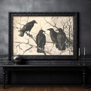DIGITAL DOWNLOAD | Antique Crows Painting | Raven Art Print | Dark ...