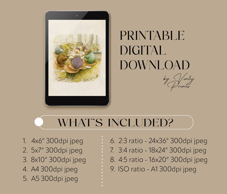 DIGITAL DOWNLOAD | Antique Beatrix Potter Illustration of Toad's Tea ...
