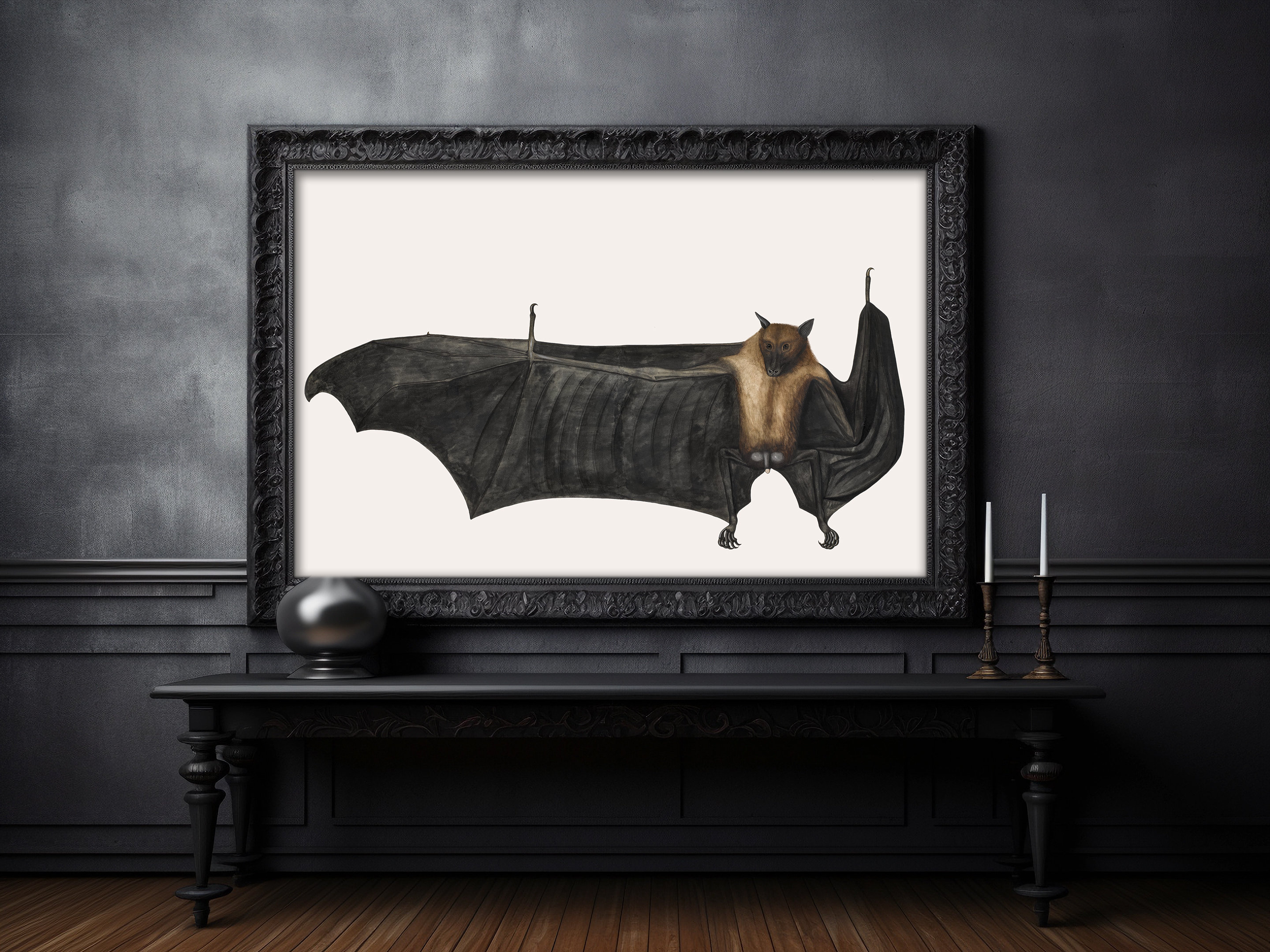 PRINTABLE DIGITAL DOWNLOAD Fruit Bat Drawing Antique Illustration ...