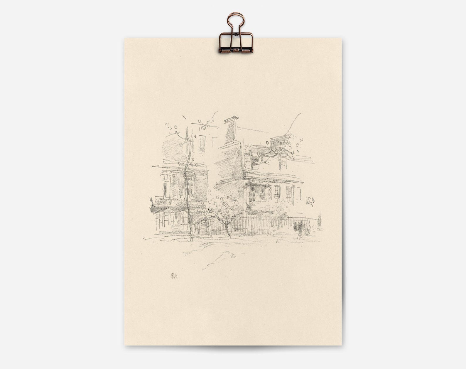 DIGITAL DOWNLOAD | Boulevard Sketch | Antique Drawing of Lindsay Row in ...