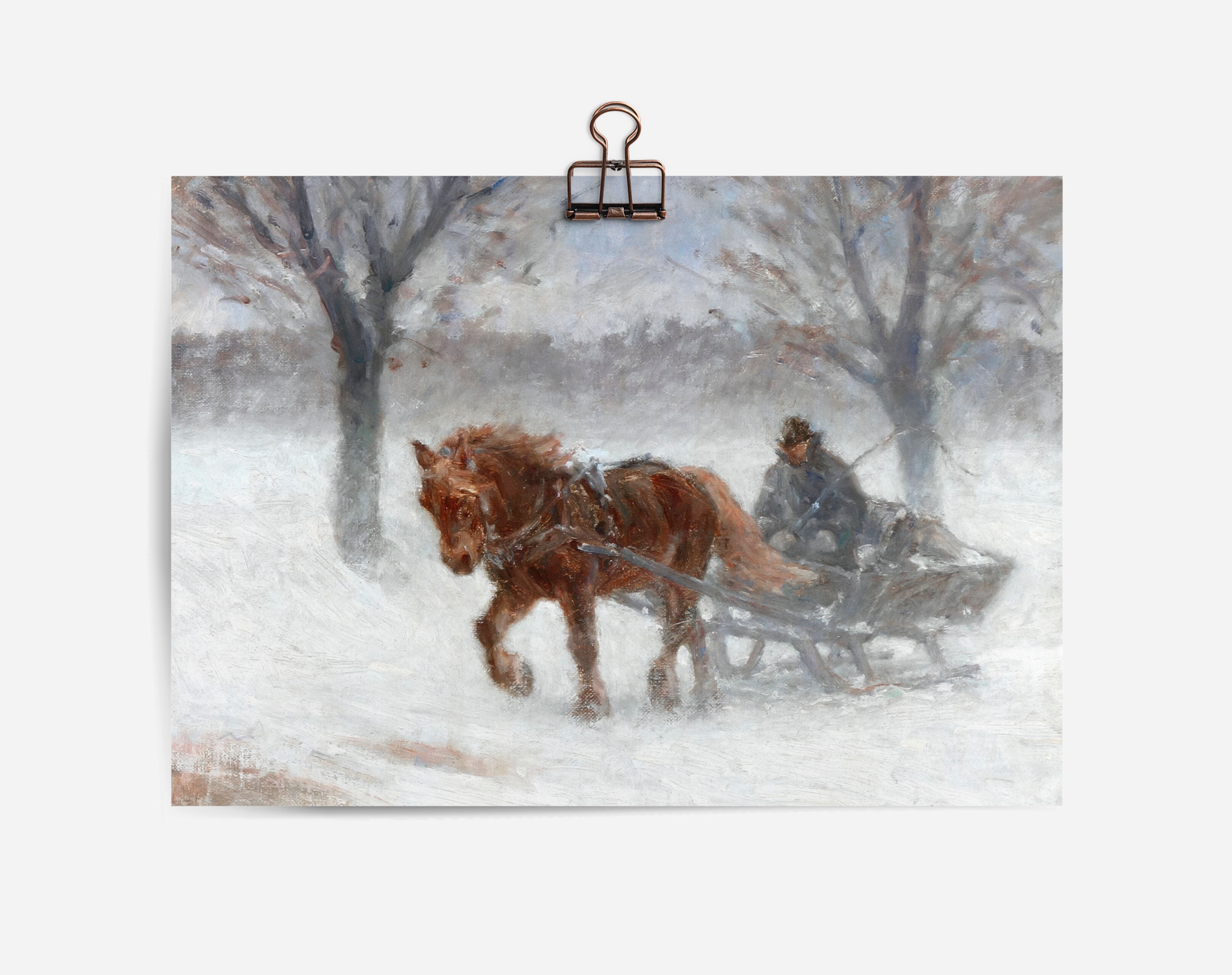 PRINTABLE DIGITAL DOWNLOAD Sleigh Ride Antique Painting of a Horse ...