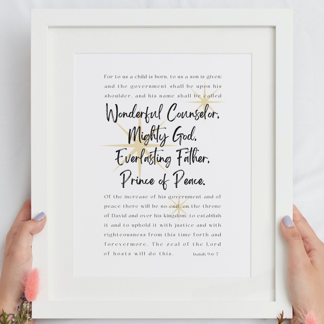 Isaiah 9:6-7 Wonderful Counselor Printable, PNG, Digital Art, Bible ...