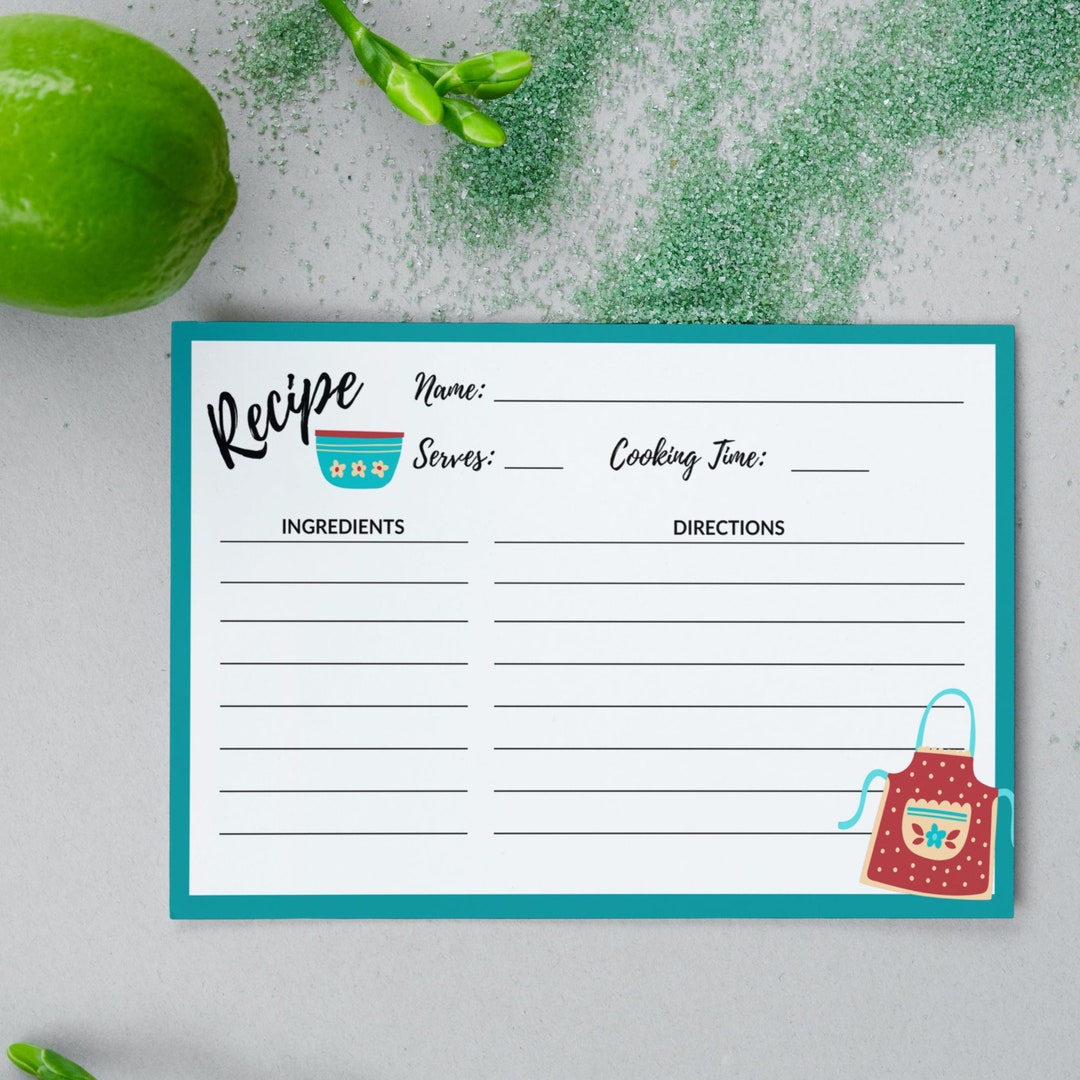 Apron Recipe Card, Bridal Shower Insert, 4x6 Printable, Polka Dots ...
